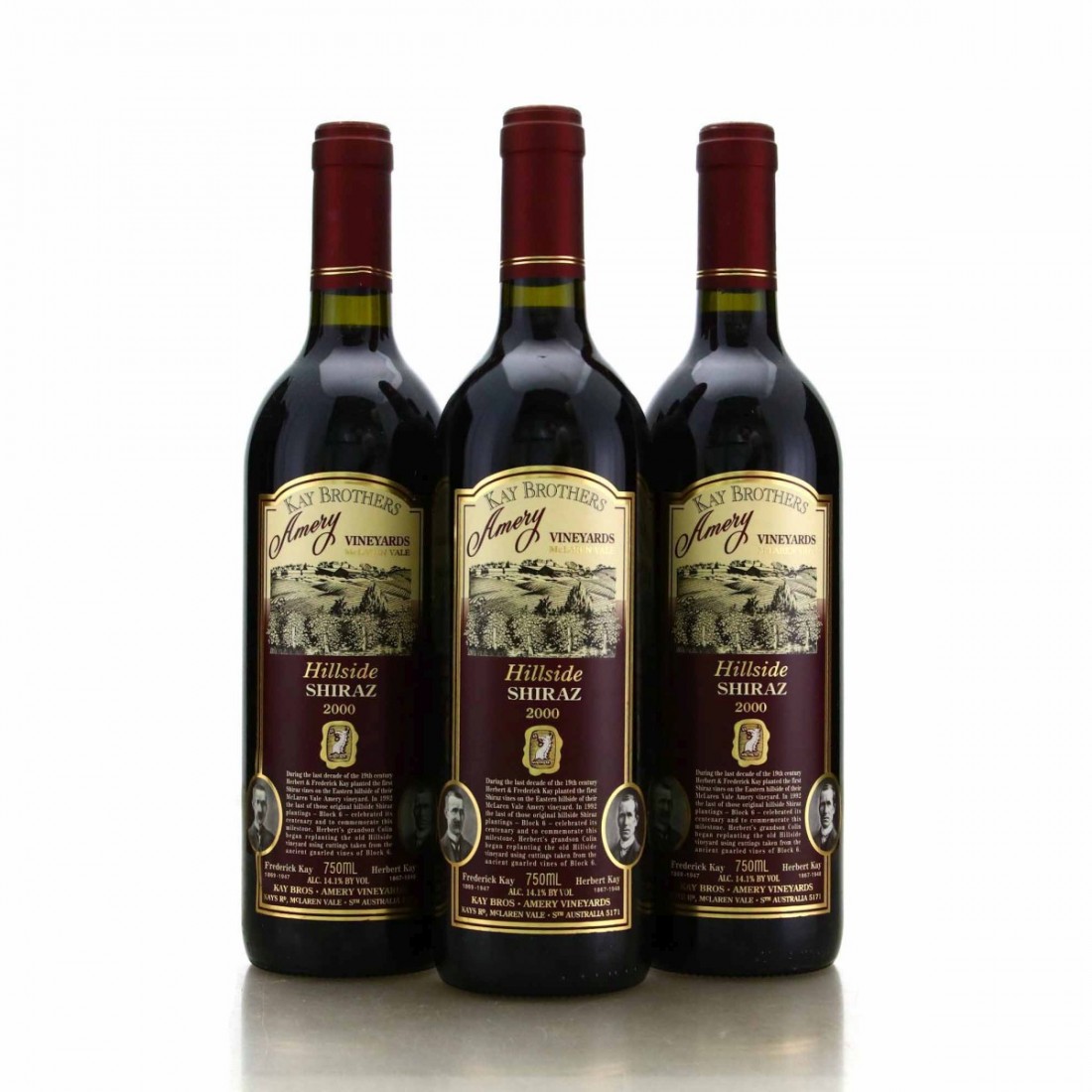 Kay Brothers Amery Vineyards Hillside Shiraz 2000 McLaren Vale 3x75cl ...